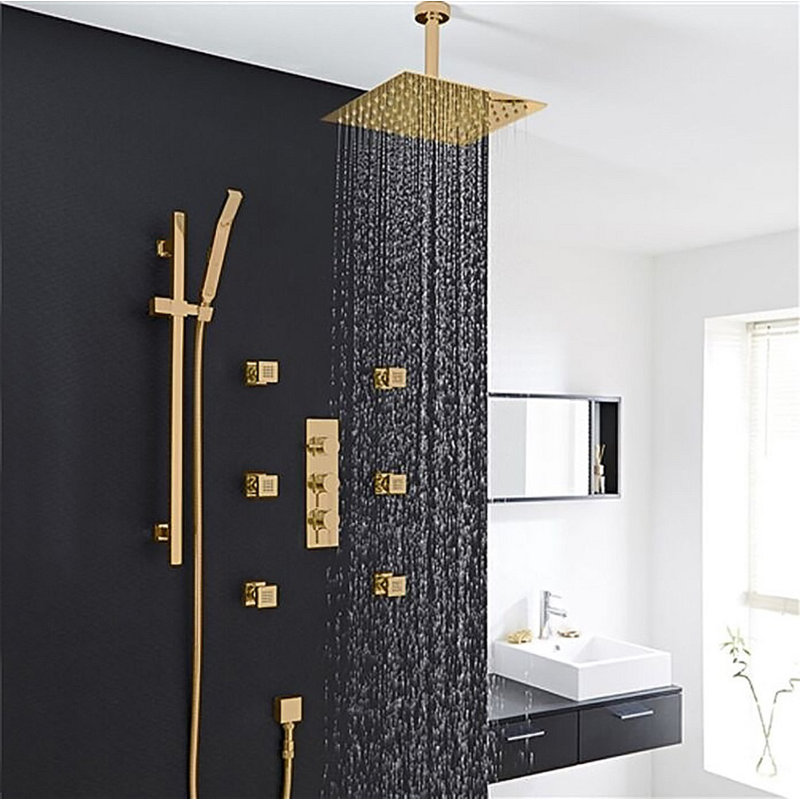 Fontanashowers Rainfall Thermostatic Complete Shower System With Rough